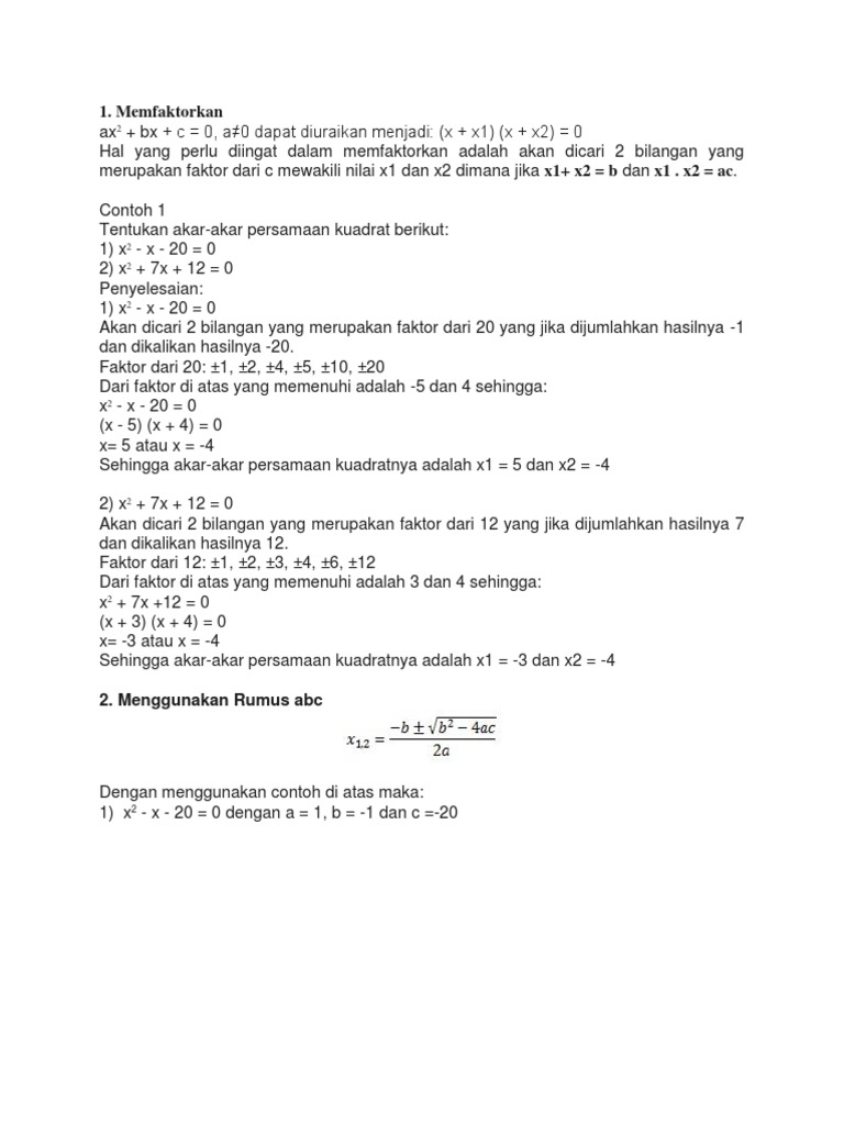 Materi Pemfaktoran | PDF | Metode & Bahan Ajar