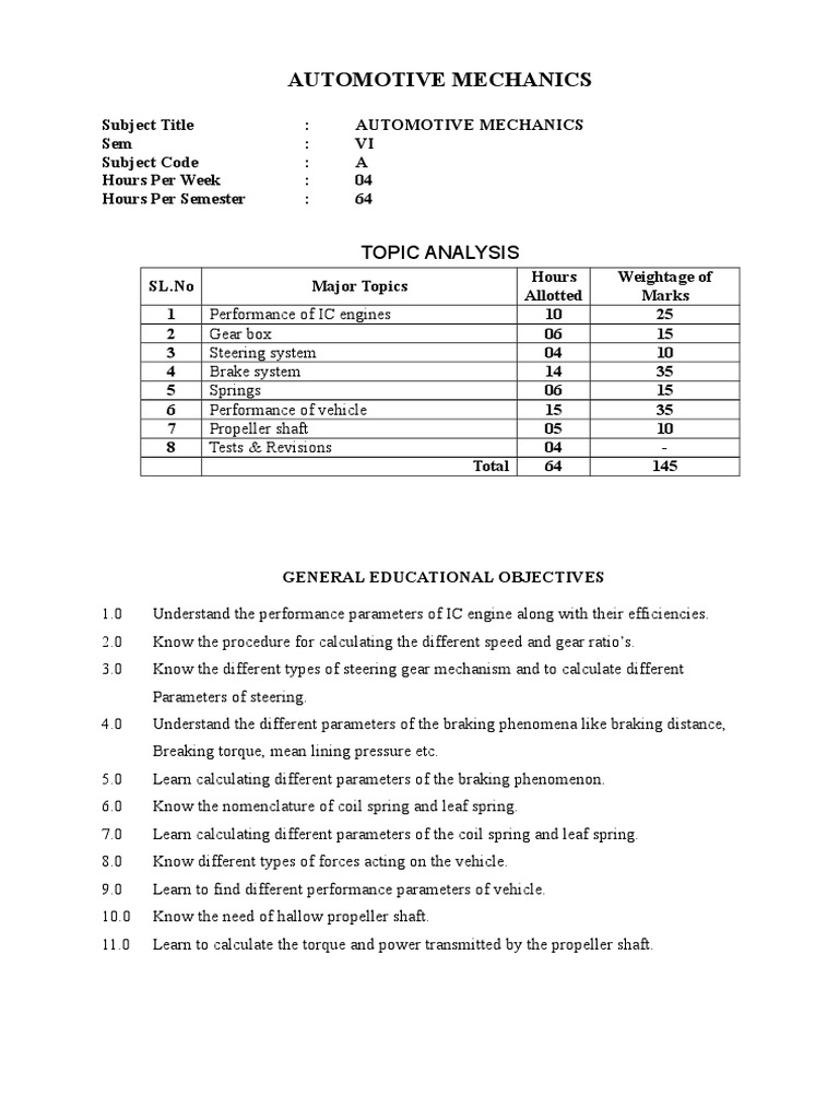 Automotive Mechanics | PDF | Gear | Brake