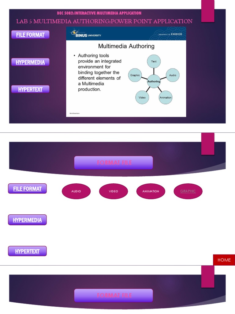 Lab 5 Multimedia Authoring:Power Point Application: File Format | PDF | Hypertext | Hyperlink
