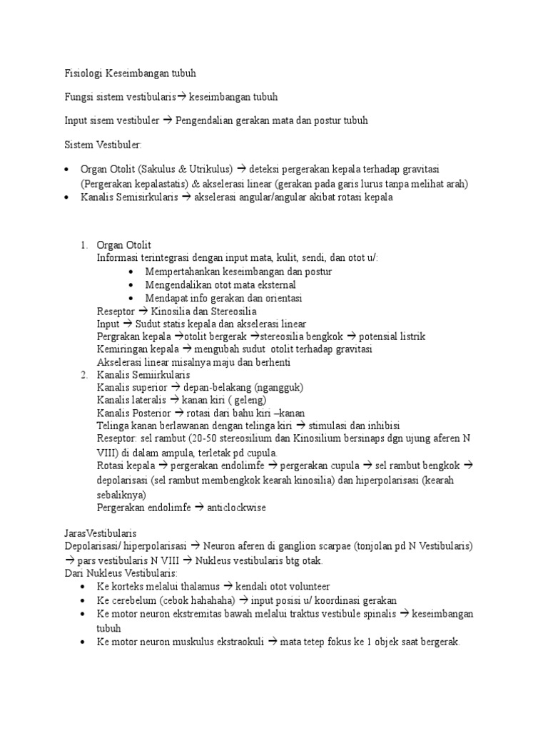 Sistem Vestibular dan Keseimbangan | PDF