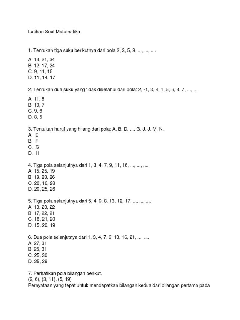 Latihan Soal Matematika | PDF