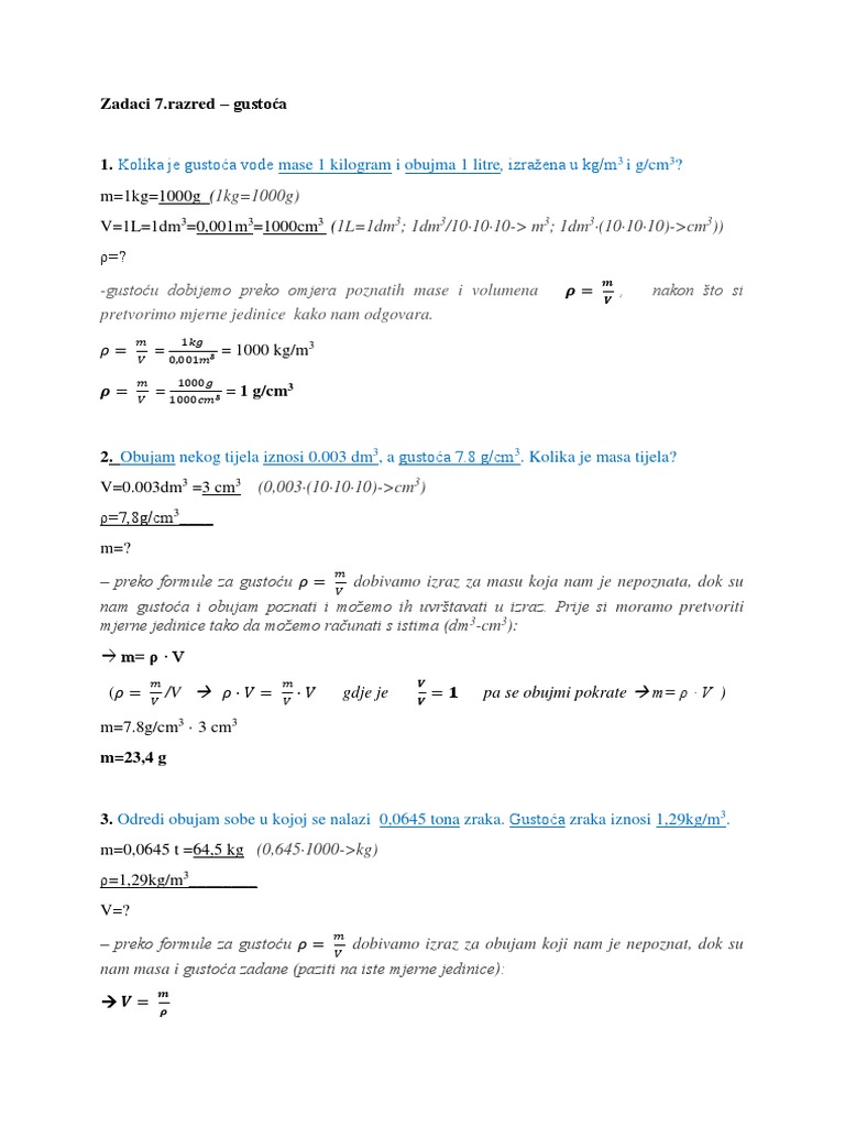Zadaci 7 - Gustoca | PDF