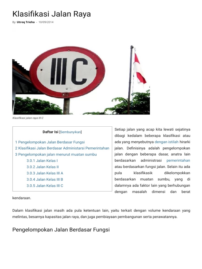 Klasifikasi Jalan Raya PDF | PDF