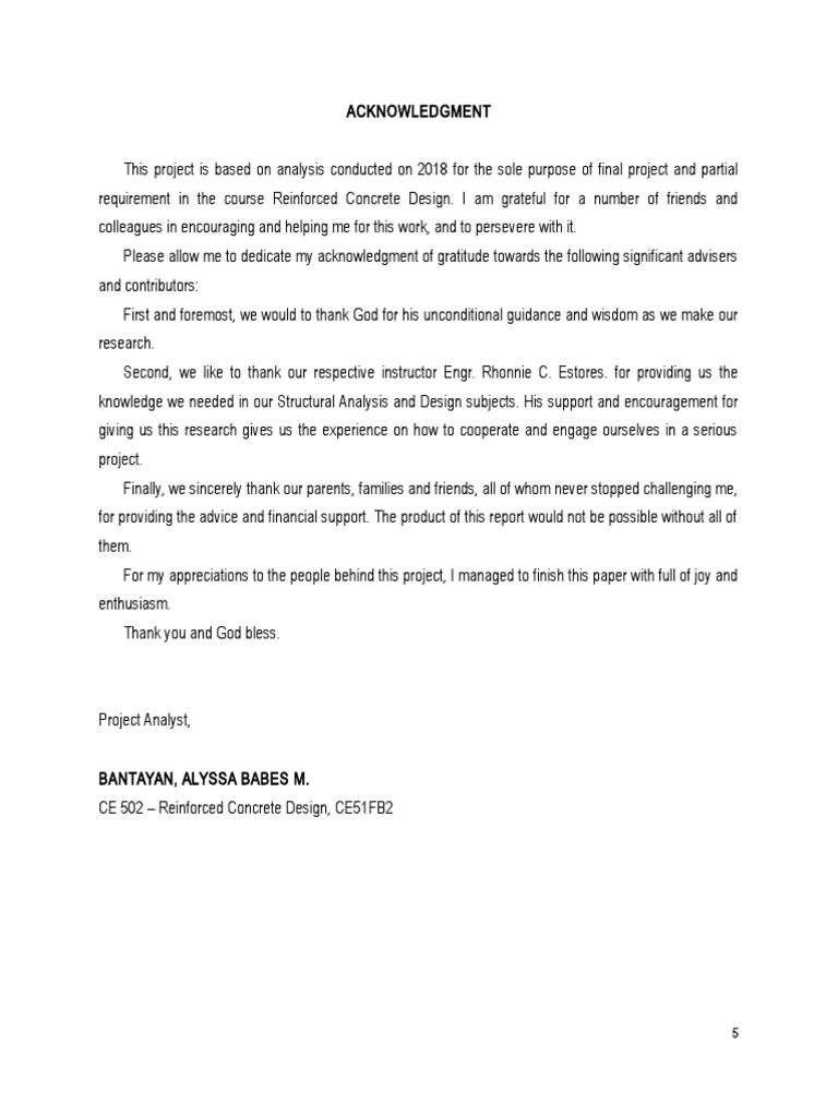 Civil Engineering Acknowledgment | PDF | Force | Structural Load