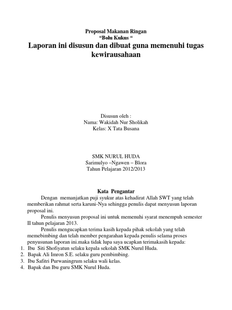 Proposal Makanan Ringan | PDF