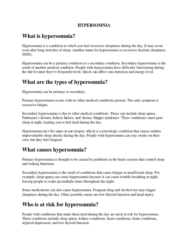 Understanding Hypersomnia: Causes, Symptoms, Diagnosis and Treatment ...