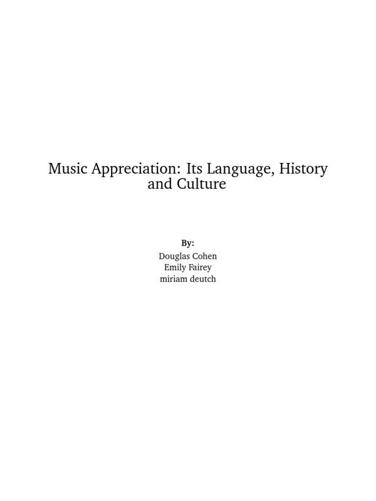 Music Appreciation Its Language History and Culture 1.1 | PDF ...