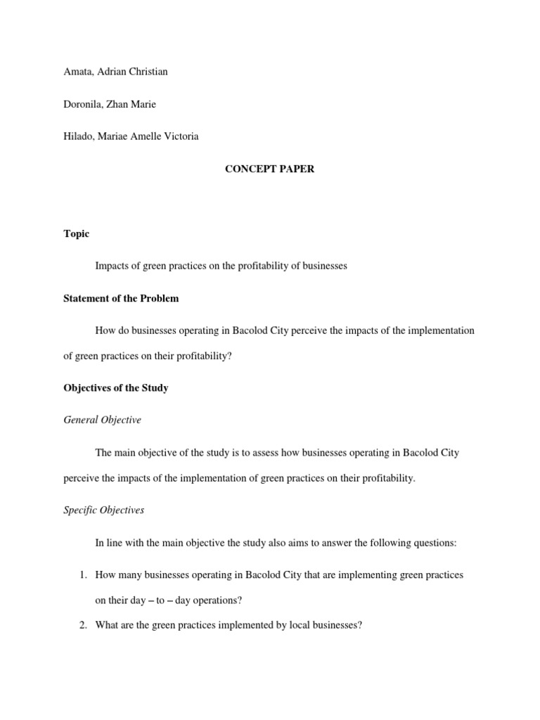 Concept Paper: General Objective | PDF | Quantitative Research ...