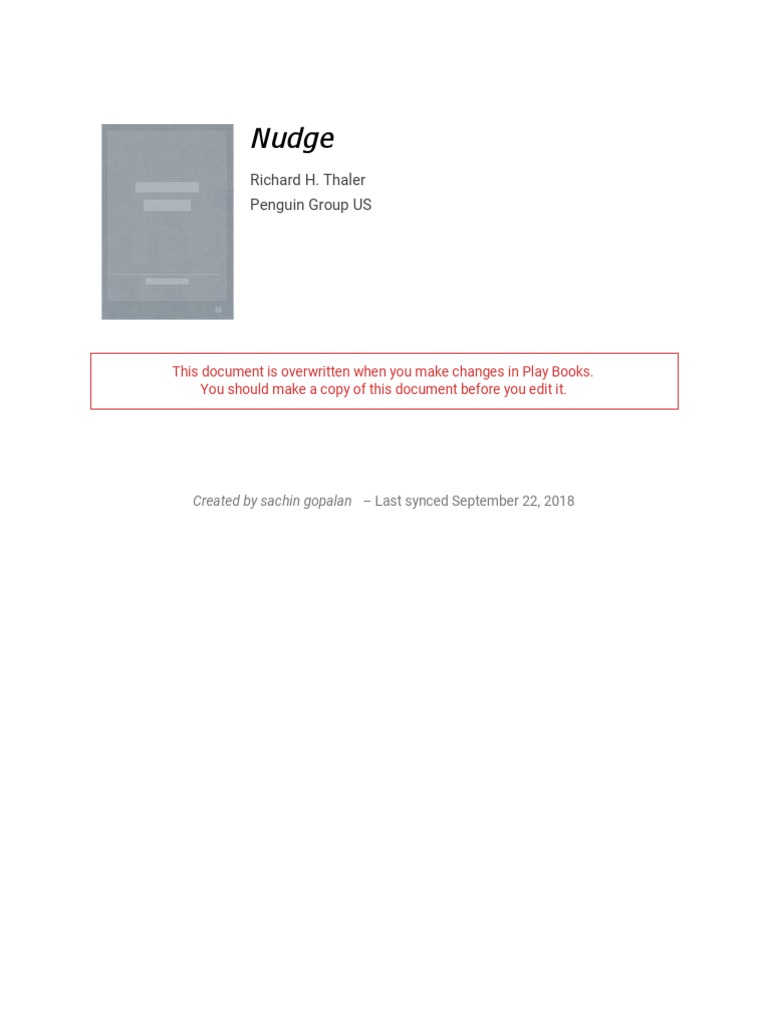 Nudge by Richard H. Thaler PDF | PDF