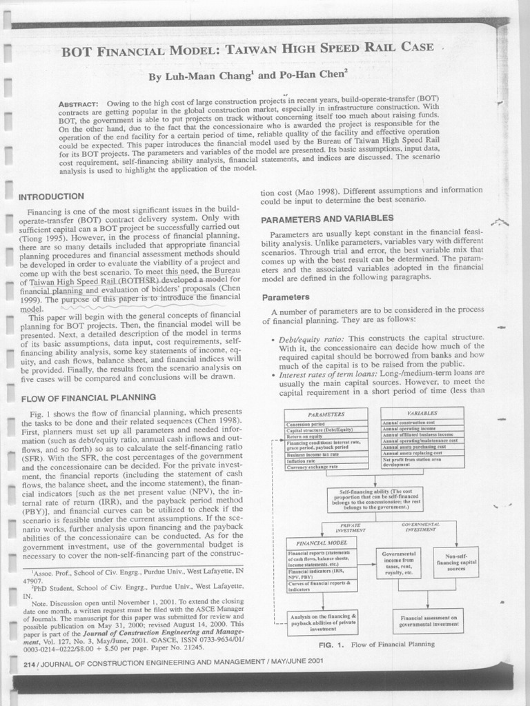 1 - BOT Financial Model-Taiwan Rail Case | PDF