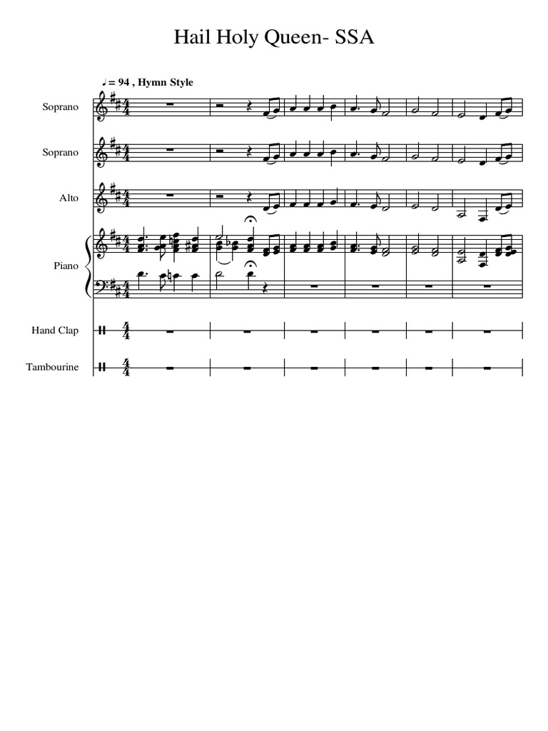 Hail Holy Queen - SSA-Score and Parts | PDF | Leisure