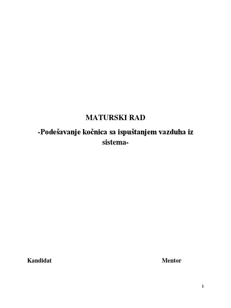Podesavanje Kocnica Sa Ispustanjem Vazduha Iz Sistema | PDF