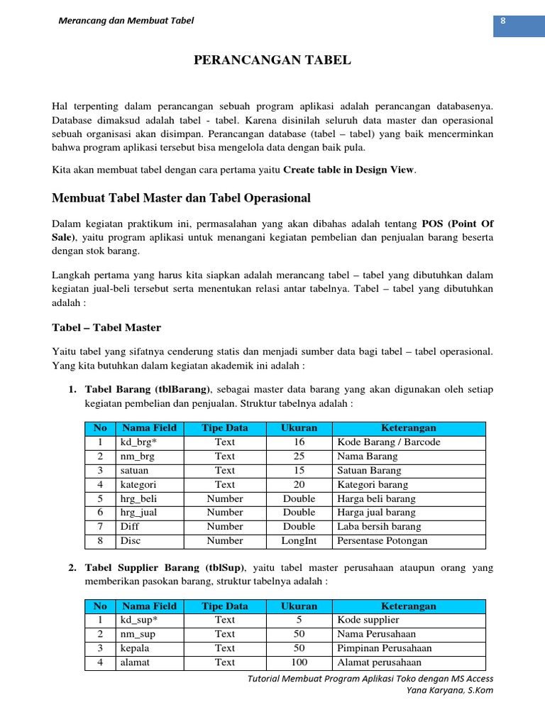 Modul - 02 - Merancang Dan Membuat Tabel | PDF