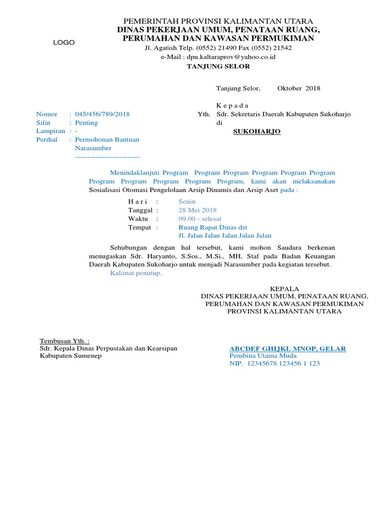 Contoh Surat Narsum | PDF