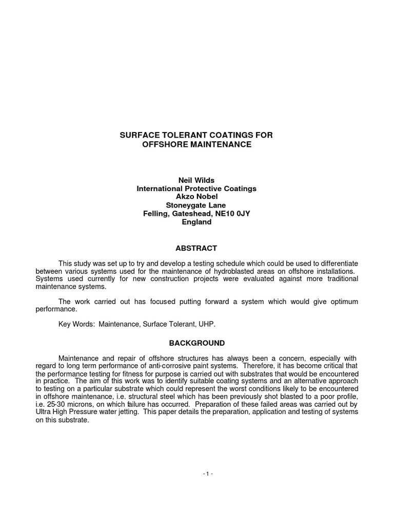 Surface Tolerant Coatings NW NACE2004 PDF | PDF | Epoxy | Corrosion