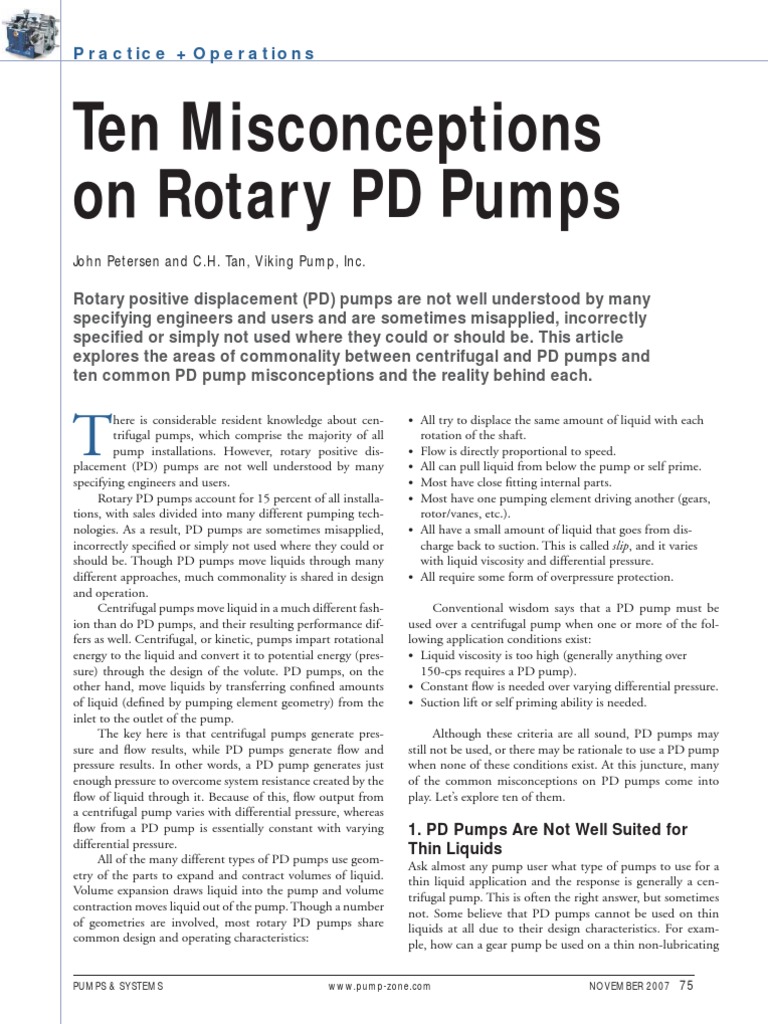 Ten Misconceptions On Rotary PD Pumps: Practice + Operations | PDF ...