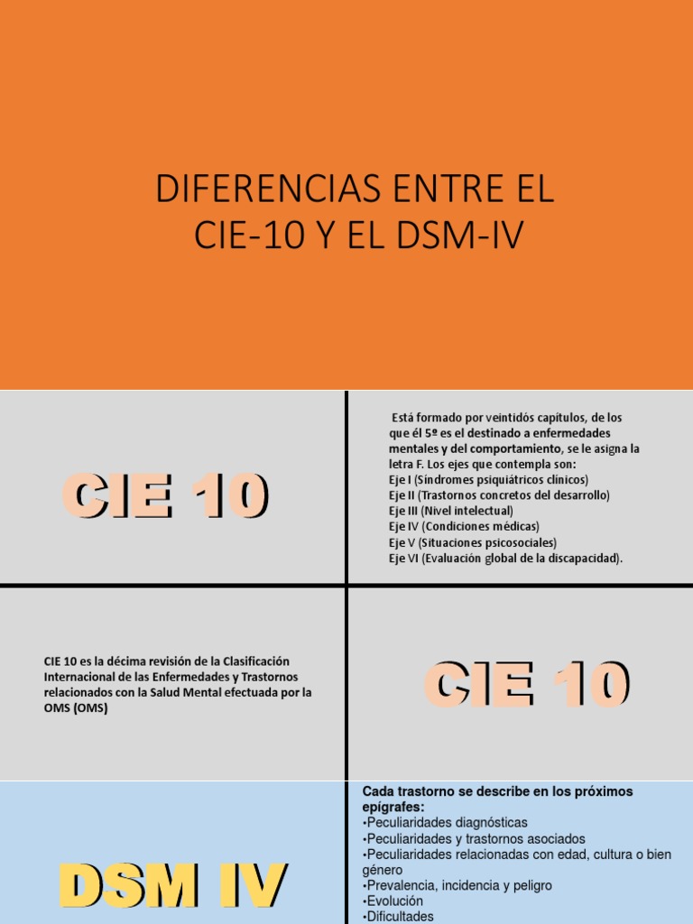 Diferencias Entre El CIE Y DSMIV | PDF | Manual Diagnóstico y Estadístico de los Trastornos ...