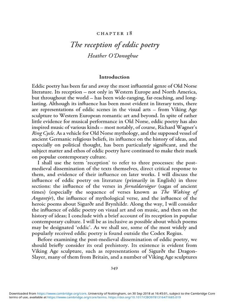 Reception of Eddic Poetry | PDF | Norse Mythology | Norse Paganism
