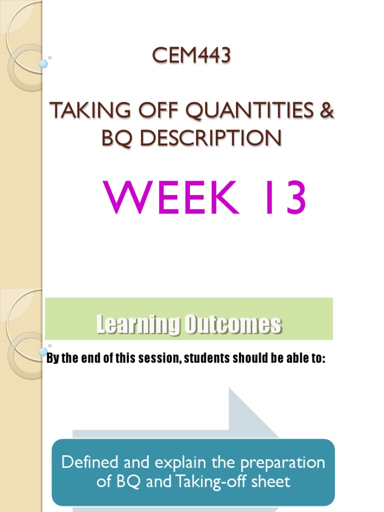 Chapter 13 Taking Off Quantities & BQ - Updated PDF | PDF | Prestressed ...