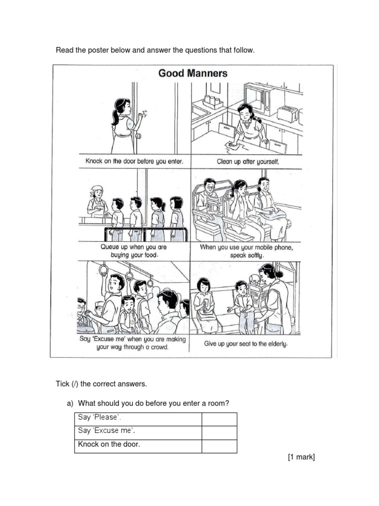 Good Manners Quiz Guide | PDF
