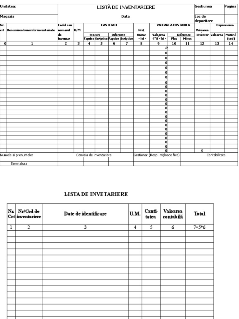 Lista de Inventar - Model