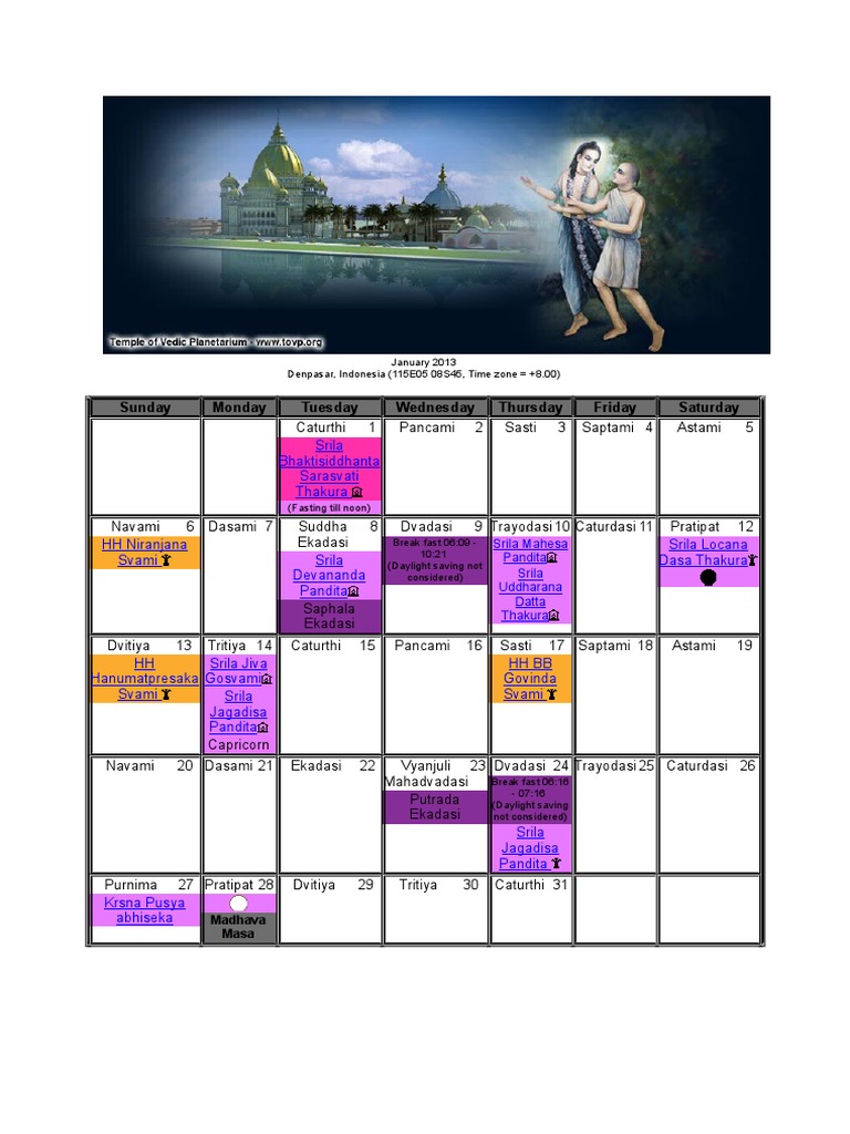 January 2013 Hindu Calendar Events | PDF