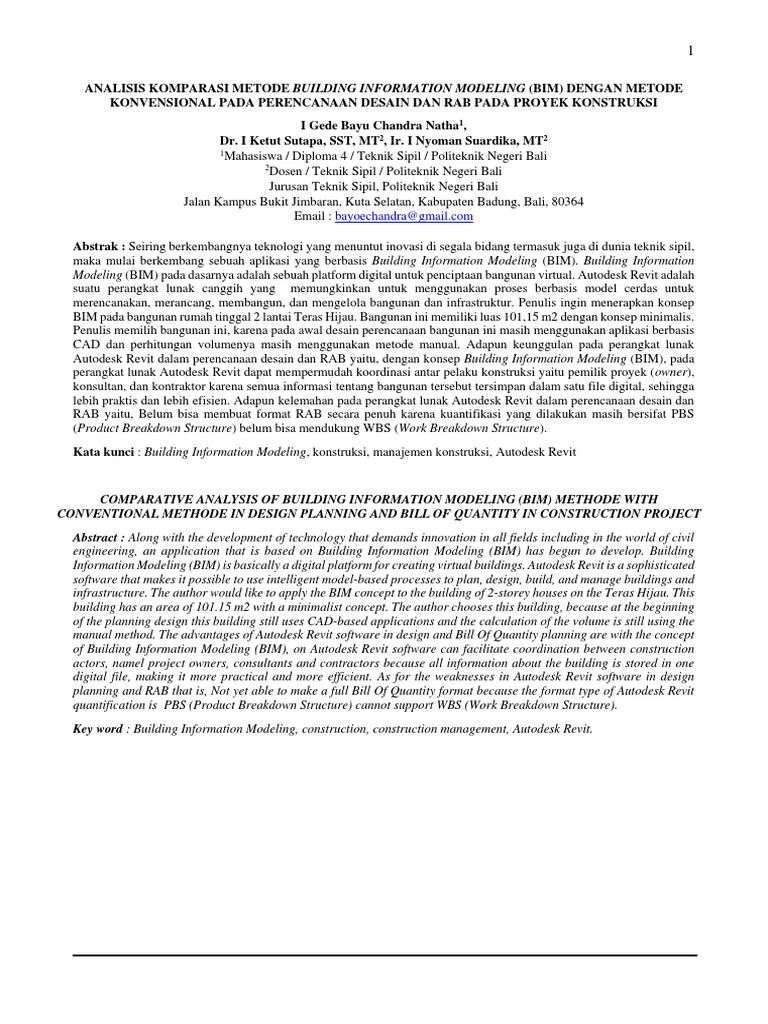 Analisis BIM vs Metode Konvensional | PDF