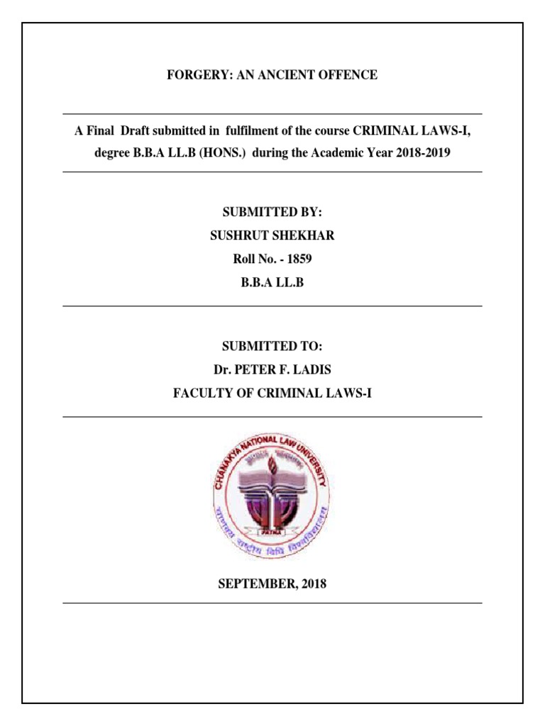 Criminal Law FD | PDF | Forgery | Common Law