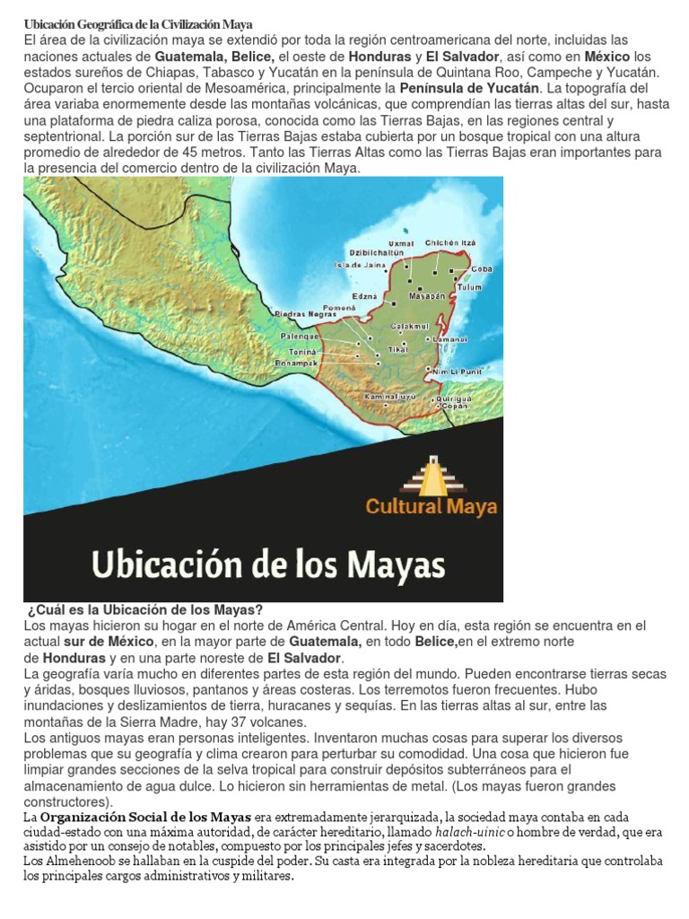 Ubicación Geográfica de La Civilización Maya | Civilización maya ...