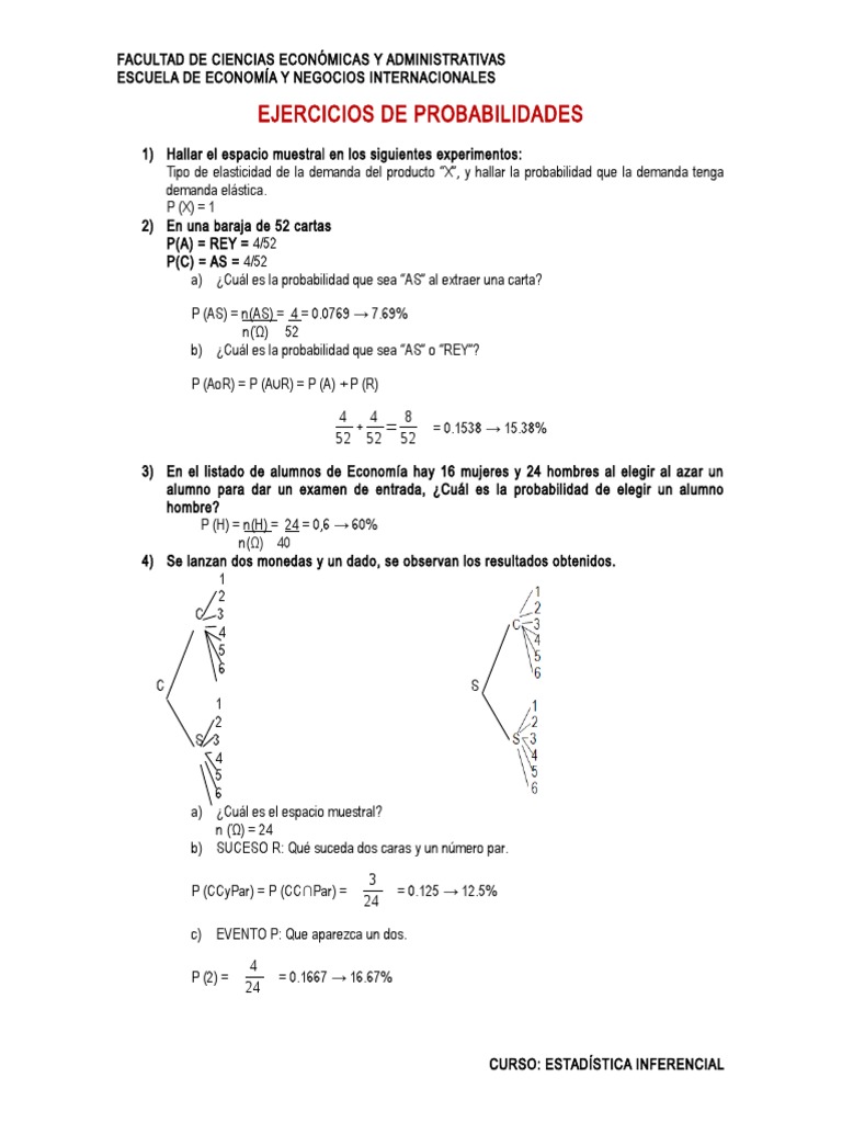 Ejercicios de Probabilidades | PDF | Probabilidad | Probabilidades y ...