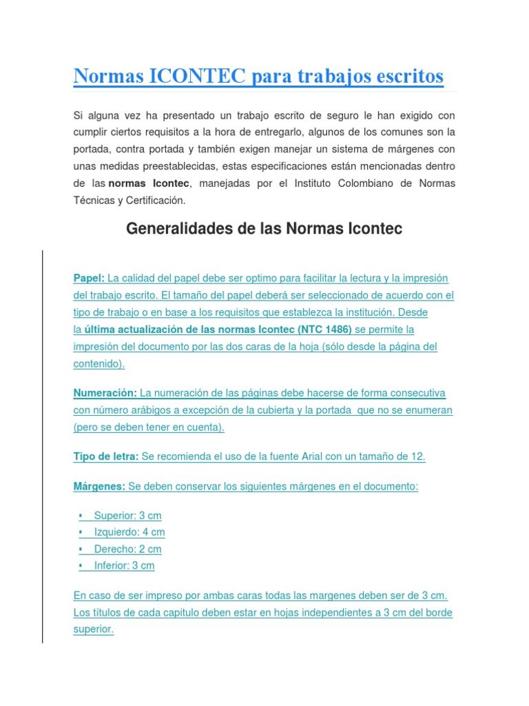 Normas ICONTEC para Trabajos Escritos | PDF | Papel