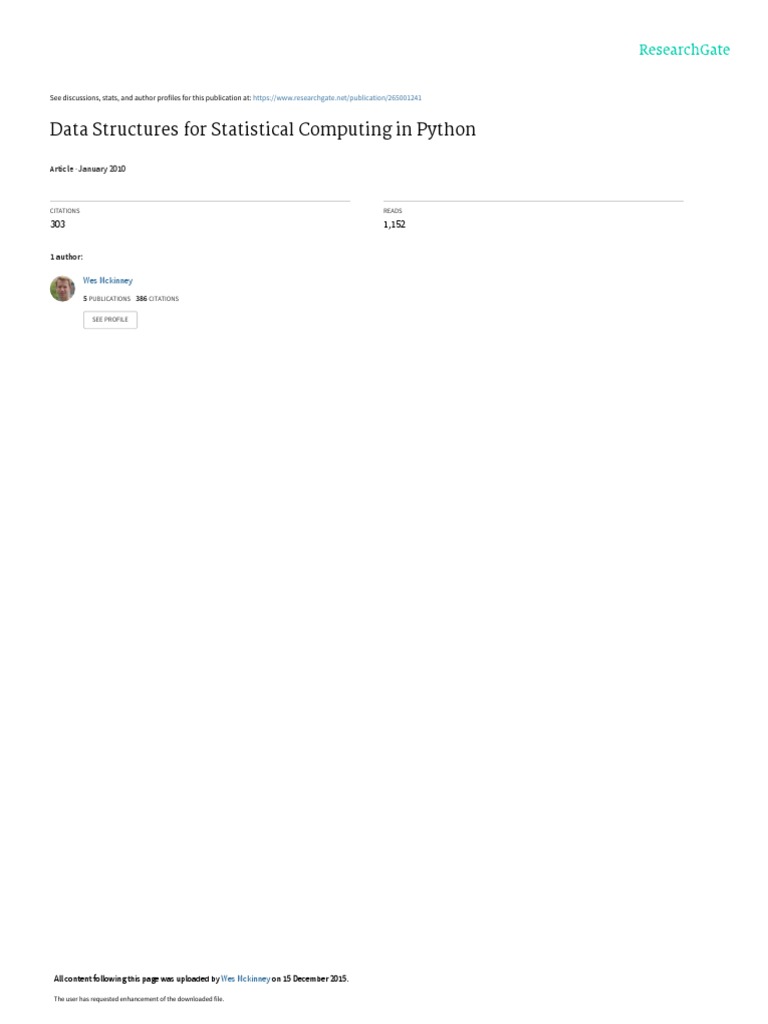 Data Structures For Statistical Computing In Pytho Pdf R Programming Language Ordinary