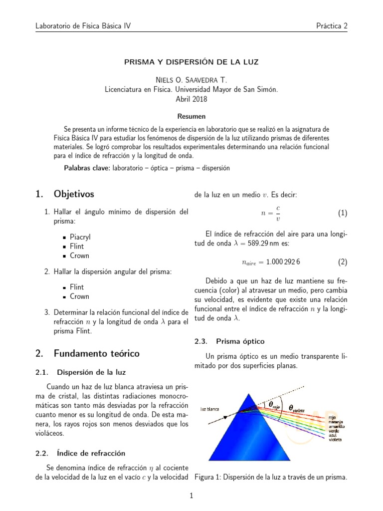 Prisma y Dispersión de La Luz | PDF | Refracción | Ligero