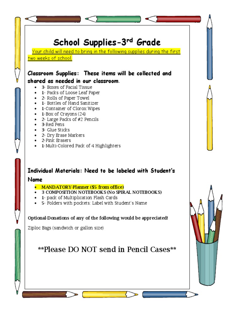 18-19 Supply List | PDF