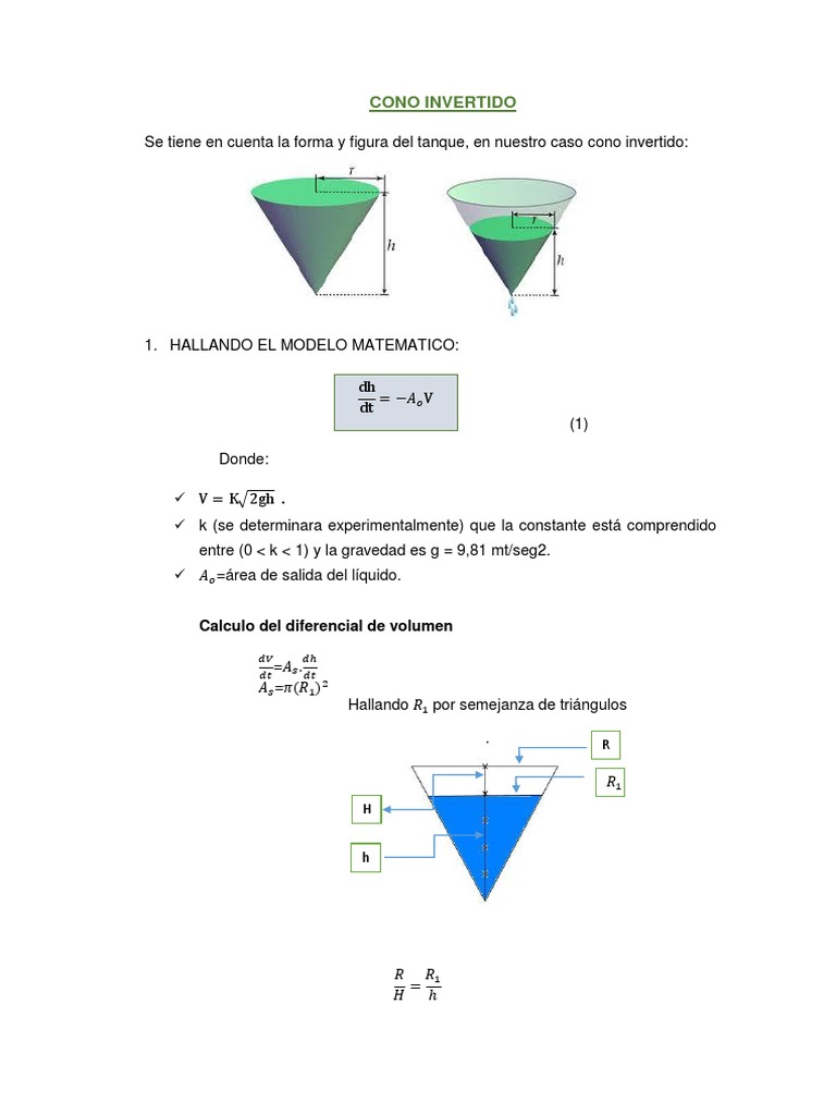 Modelado matemático del vaciado de un tanque cónico invertido | PDF ...