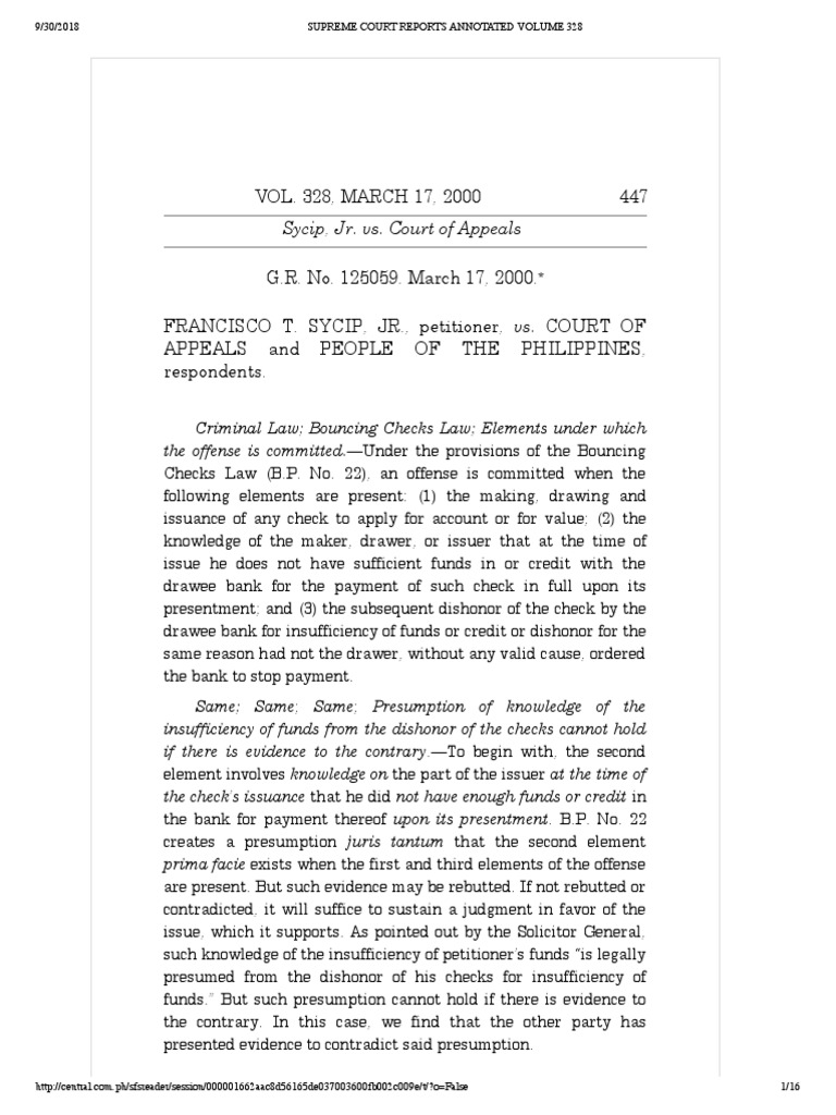 VOL. 328, MARCH 17, 2000 447: Sycip, Jr. vs. Court of Appeals | PDF ...