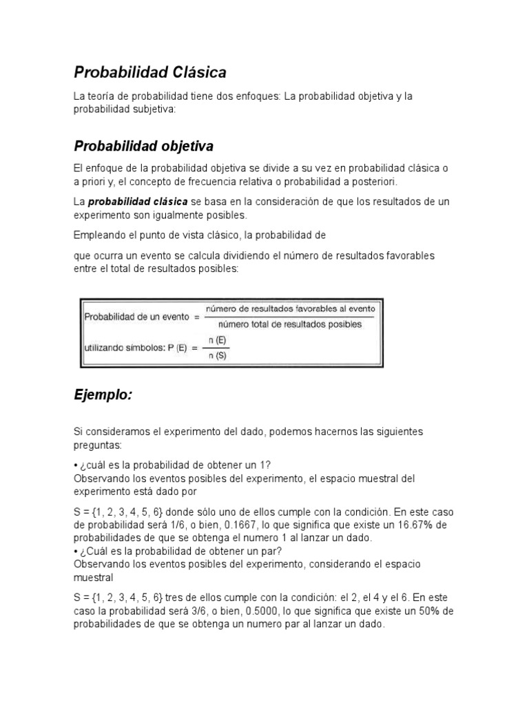 Probabilidad Clásica | PDF | Probabilidad | Teoría de probabilidad