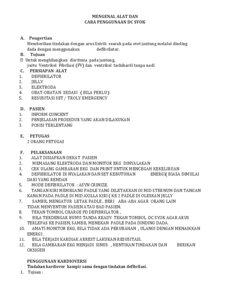 Panduan Lengkap Penggunaan DC Syok | PDF
