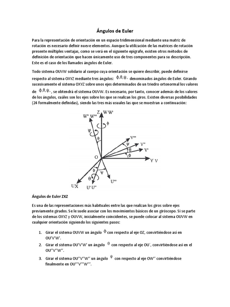 Ángulos de Euler | PDF | Rotación | Matriz (Matemáticas)