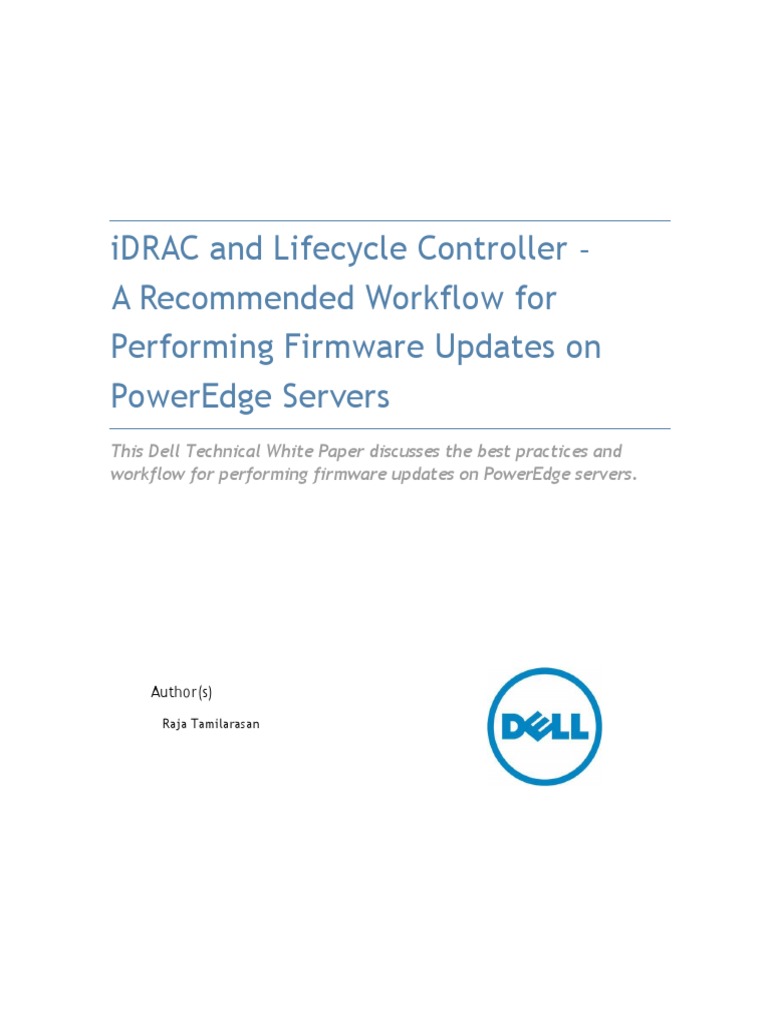Idrac and Lifecycle Controller - A Recommended Workflow For Performing ...