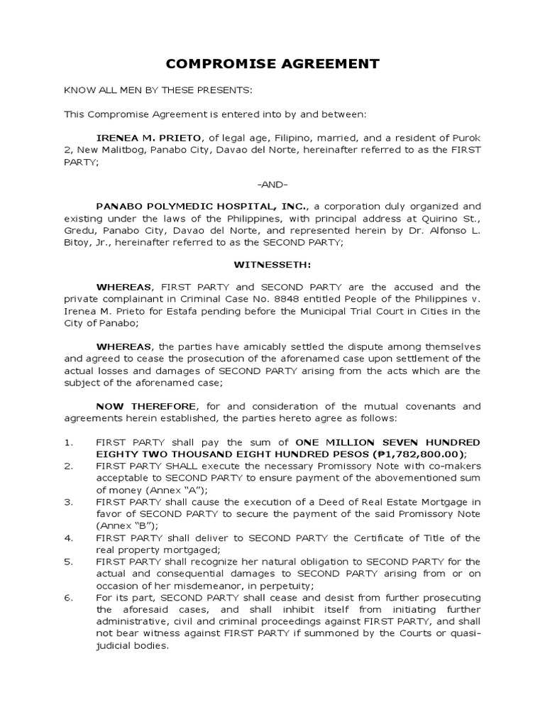 Compromise Agreement | PDF | Promissory Note | Government