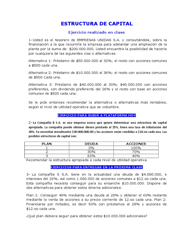 Estructura de Capital | PDF | Acciones preferentes | Compartir (Finanzas)
