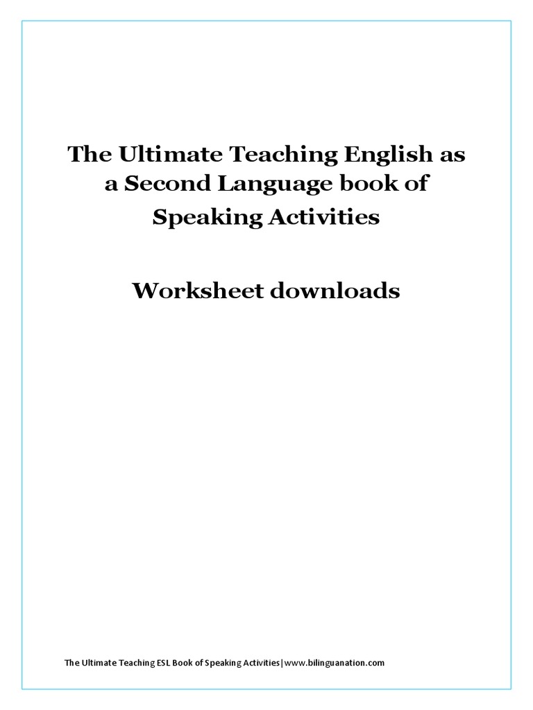 ESL Speaking Activities Guide | PDF | English Language | Banks