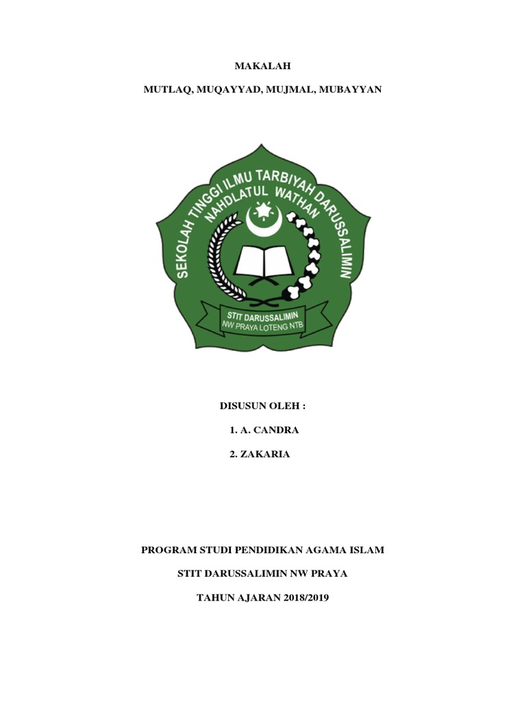 Mutlaq, Muqayyad, Mujmal | PDF