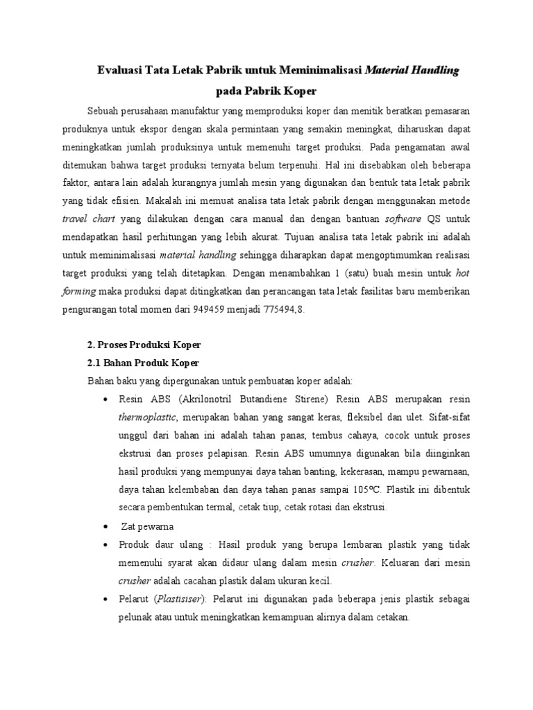 Denah Layout Pabrik Koper Sederhana | PDF