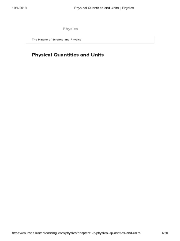 Physical Quantities and Units: Physics | PDF | International System Of ...