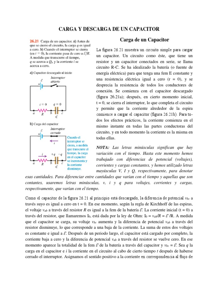 Carga y descarga de un capacitor en un circuito RC | PDF | Condensador | Corriente eléctrica