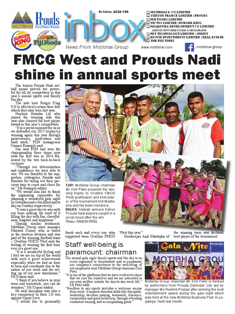 FMCG West and Prouds Nadi Shine in Annual Sports Meet: Staff Well-Being ...