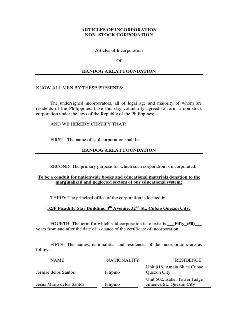 Non Stock Forms | Download Free PDF | Proxy Voting | By Law