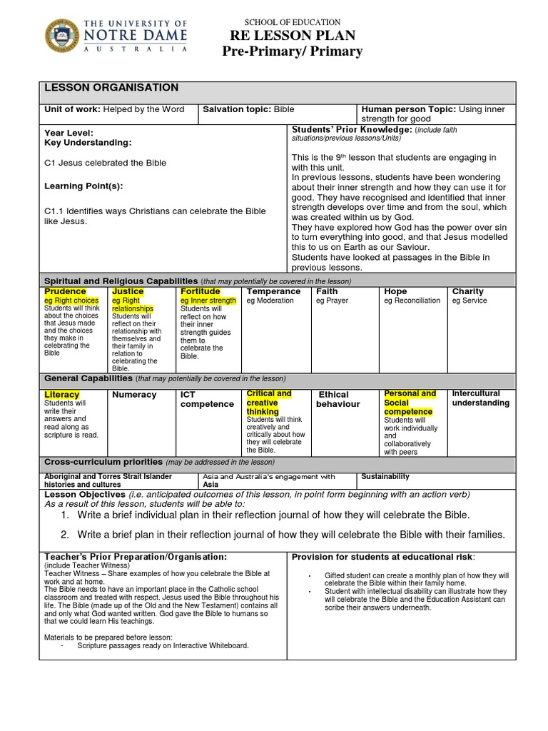 Re Lesson Plan Lesson C | Download Free PDF | Bible | Jesus